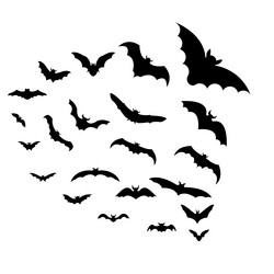 Halloweens bats horror set Royalty Free Vector Image