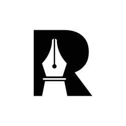 Letter r education logo concept with open book Vector Image
