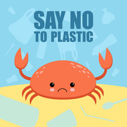 Stop plastic pollution banner image cartoon Vector Image