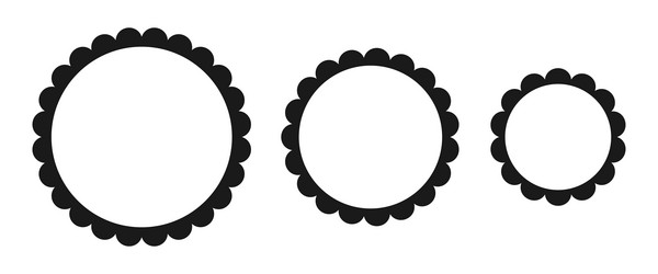 Circle and square scalloped frames set Royalty Free Vector