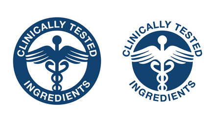 Clinically tested blue pictogram with cross Vector Image