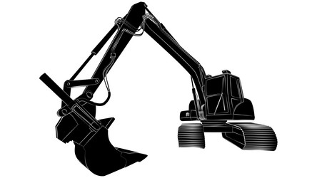 Black And White Backhoe Clipart