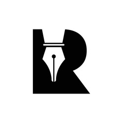 Letter r education logo concept with open book Vector Image