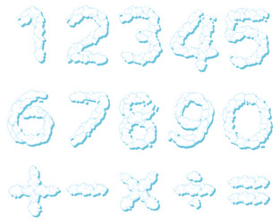 Number 0 to 9 with math symbols Royalty Free Vector Image