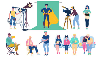 Actor filming superhero action movie cartoon Vector Image