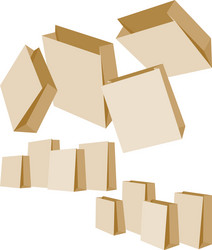 Brown paper bag set isolated on white background Vector Image