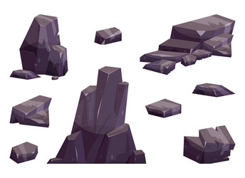 Cartoon stones collection isolated on white Vector Image