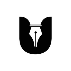 Education logo on letter u with graduation hat Vector Image