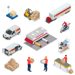 Logistics isometric set Royalty Free Vector Image
