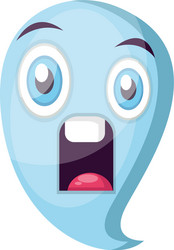 Scared blue emoji face on a white background Vector Image