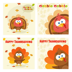 Cute turkey bird cartoon character waving Vector Image