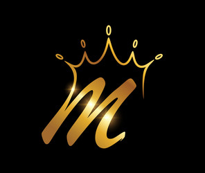 Golden monogram crown initial letter m Royalty Free Vector