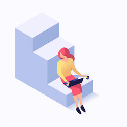 Woman is sitting on knees Royalty Free Vector Image