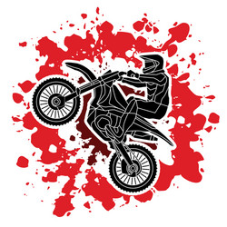 White silhouette of cross motorcycle or motorbike Vector Image