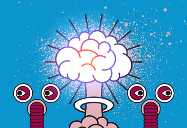 Nuclear mushroom explosion brain cartoon design Vector Image