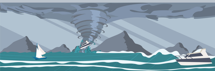 Frigate sailing in stormy ocean cartoon Royalty Free Vector