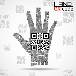 Qr code hand silhouette human hand with code Vector Image