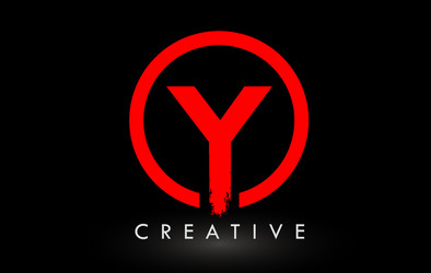 Y brushed letter logo red brush letters design Vector Image