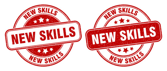 New skills stamp label round grunge Royalty Free Vector