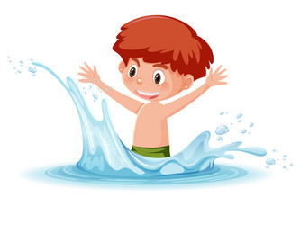 A water splash with kid drowning on white Vector Image