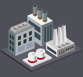 Nine isometric industrial buildings Royalty Free Vector