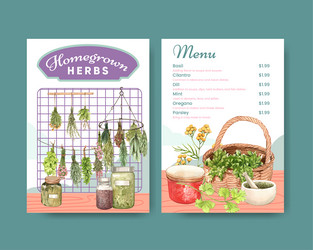 Menu template with herb homegrown Royalty Free Vector Image