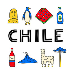 Poster with lettering and doodle colored chile Vector Image