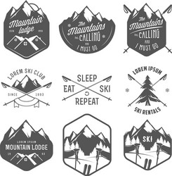 Set of nordic skiing labels and emblems Royalty Free Vector