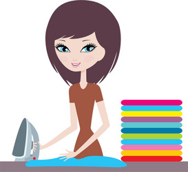 Girl ironing clothes on board young woman doing Vector Image