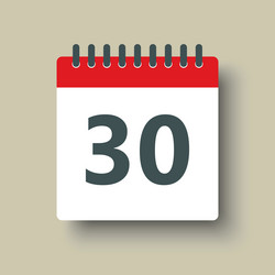Icon calendar day number 30 30th day month Vector Image