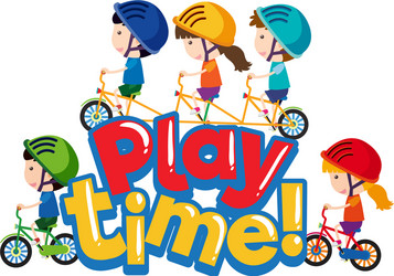 Font design for word play time with happy kids Vector Image