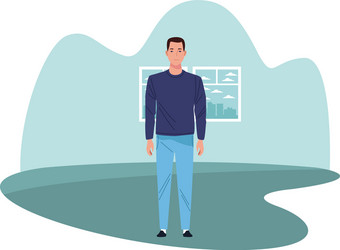 Young man casual in house character Royalty Free Vector