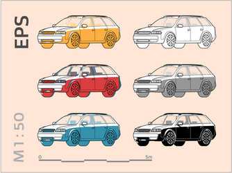 Car icons set for architectural drawing Royalty Free Vector