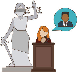 Lawyer defending client Royalty Free Vector Image