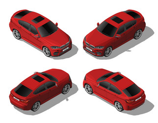 Realistic red sport car sedan 3d design Royalty Free Vector