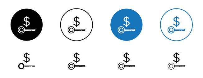 Key revenue icon set unlock business growth Vector Image