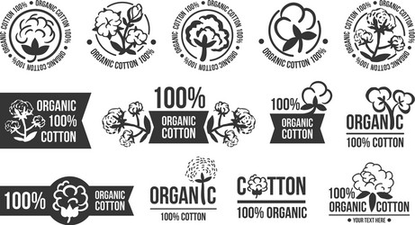 Natural organic cotton pure labels Royalty Free Vector Image