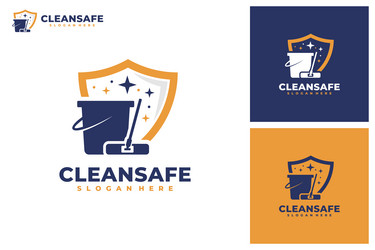 Safe cleaning with shield logo cleaning service Vector Image