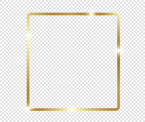 Gold shiny glowing frame with shadows isolated Vector Image