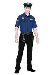 Police officer standing front side cartoon Vector Image