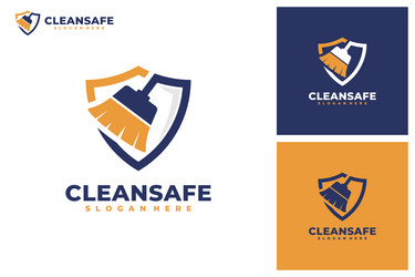 Safe cleaning with shield logo cleaning service Vector Image