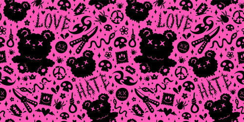 Grunge emo seamless pattern wallpaper art Vector Image