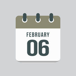 Icon day date 6 february template calendar page Vector Image