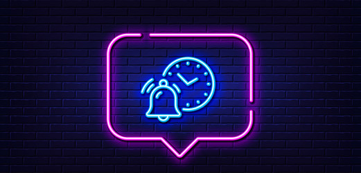 Alarm clock bell line icon time reminder sign Vector Image