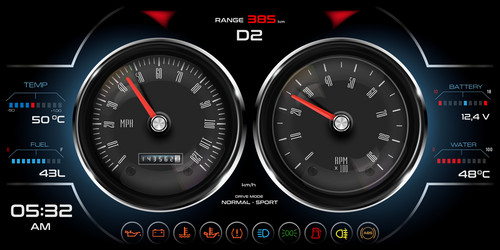 Car dashboard speedometer tachometer digital led Vector Image