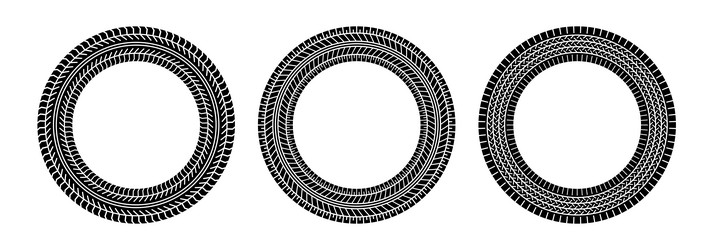 Auto tire tread grunge circle frames set car Vector Image