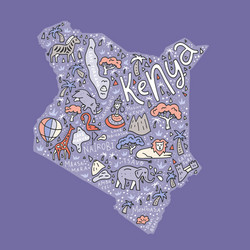 Cartoon map of kenya Royalty Free Vector Image