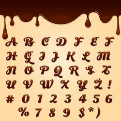 Chocolate melting typeset sweet alphabet Vector Image