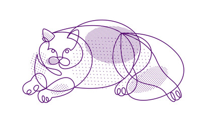 Nice cute cat linear line art drawing Royalty Free Vector