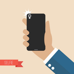 Hand holding smartphone with photo social profile Vector Image